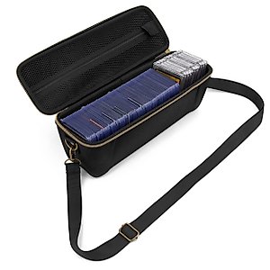 CASEMATIX Top Loader Card Storage Case for Trading Cards with 5 Removable Dividers, 5 Tab Dividers and Carry Strap - Fits 200 Toploader or 40 One Touch Card Holders in Toploader Storage Box