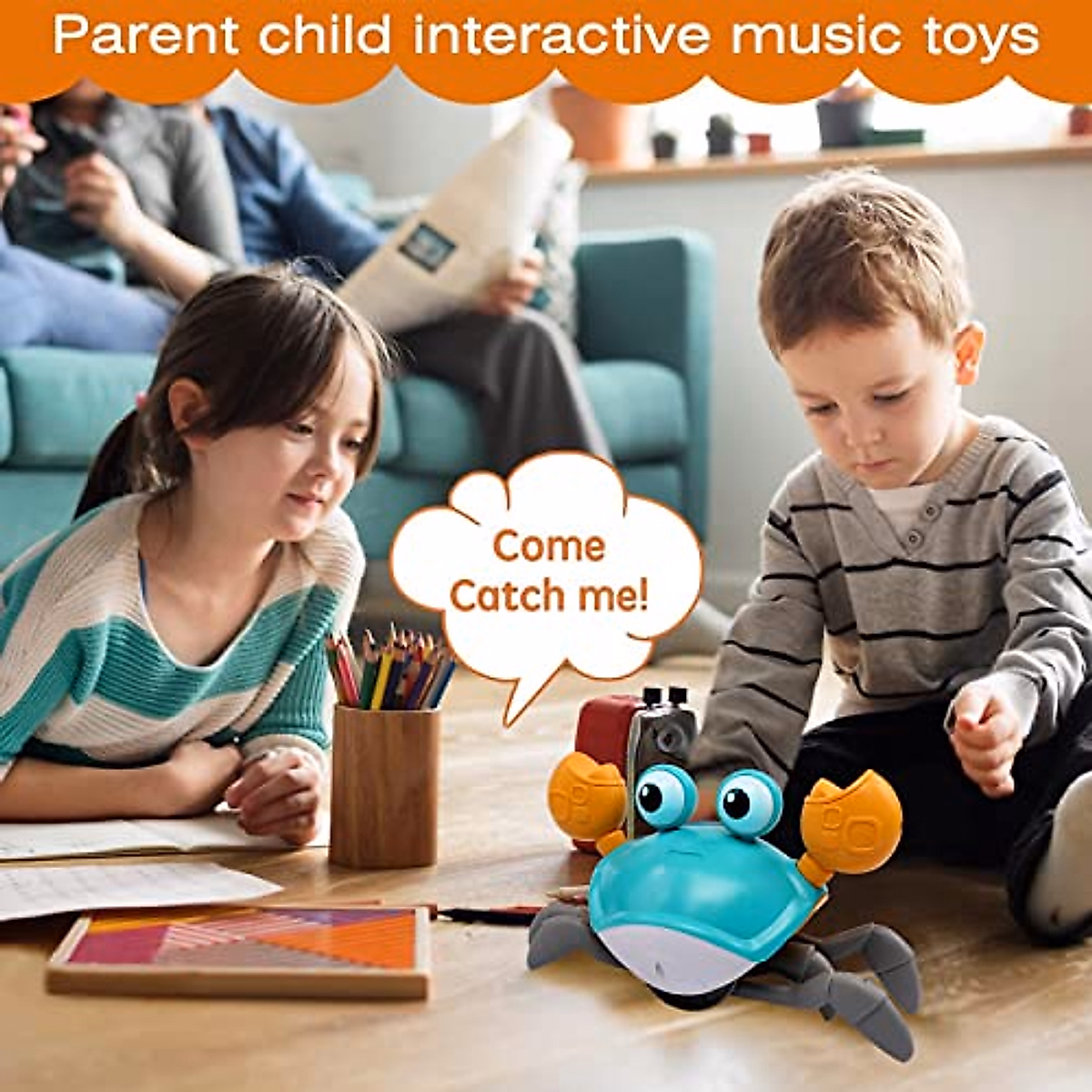 XONTEUS Crawling Crab Toy for 1-Year-Olds, Interactive Sensing with Music & Lights, Perfect Gift for Toddlers
