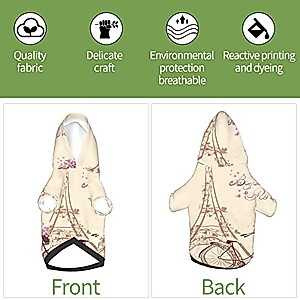 Eiffel Tower Dog Hoodies, Pet Clothes Costumes, Bicycle Romantic Flower Pets Wear Hoodie Sweatshirt Outfit for Puppy Cat Outdoor, Small Medium