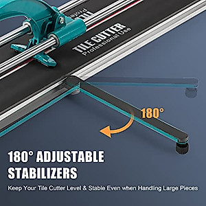 ZELCAN Manual Tile Cutter, Hard Alloy Wheel Cutter with Ergonomic Handle for Porcelain Ceramic Tiles, Laser Guided Precision, Adjustable Measurement Ruler, Anti-Skid Feet (48 inch)