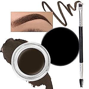evpct 2Pcs Eyebrows Pomade Shaping Kit with Dual-ended Brush Eye Brow Styling Gel Dark Brown Makeup Set Long Lasting Waterproof Colored Color Eyebrow Pencil Powder Tinting Kit pintura de cejas, EBONY