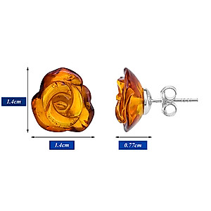 Ian and Valeri Co. Amber Sterling Silver Carved Rose Stud Earrings.