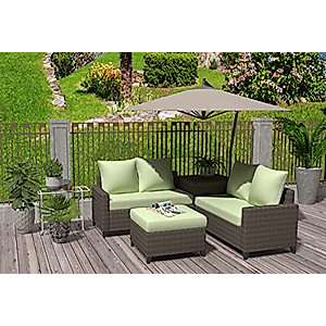 BOSSIMA Sunbrella Patio Furniture Cushions Comfort Deep Seat Glider Loveseat Cushion Indoor Outdoor Seating Cushions, Mixed Yellow/Green