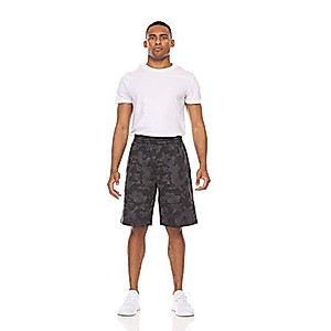 Spalding Mens Performance Regular Fit Fleece Sweat Short, 10" Inseam, Black Bio Camo, M