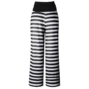 Gracyoga Women's Comfy Pajama Pants Wide Leg Lounge Palazzo Yoga Pants Stretch Casual Floral Print Fold Waist Pants