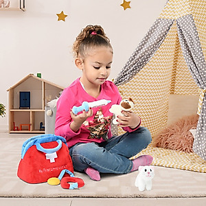 PREXTEX My First Vet Kit - Plush Playset with Plush Dog, Cat and Veterinary Bag, Stocking Stuffer, Holiday Present for Boys, Girls and Toddlers (5 pcs)