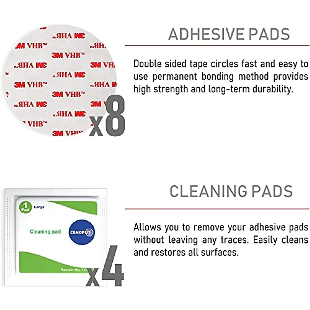 CANOPUS Sticky Adhesive Pads, 4941 Discs, 3.2” Diameter Circles, Double Sided Acrylic Pads to Mount Phone Holders GPS Socket or Toys to Dashboards and Windshields, Gray, 8 Pack, Made in USA