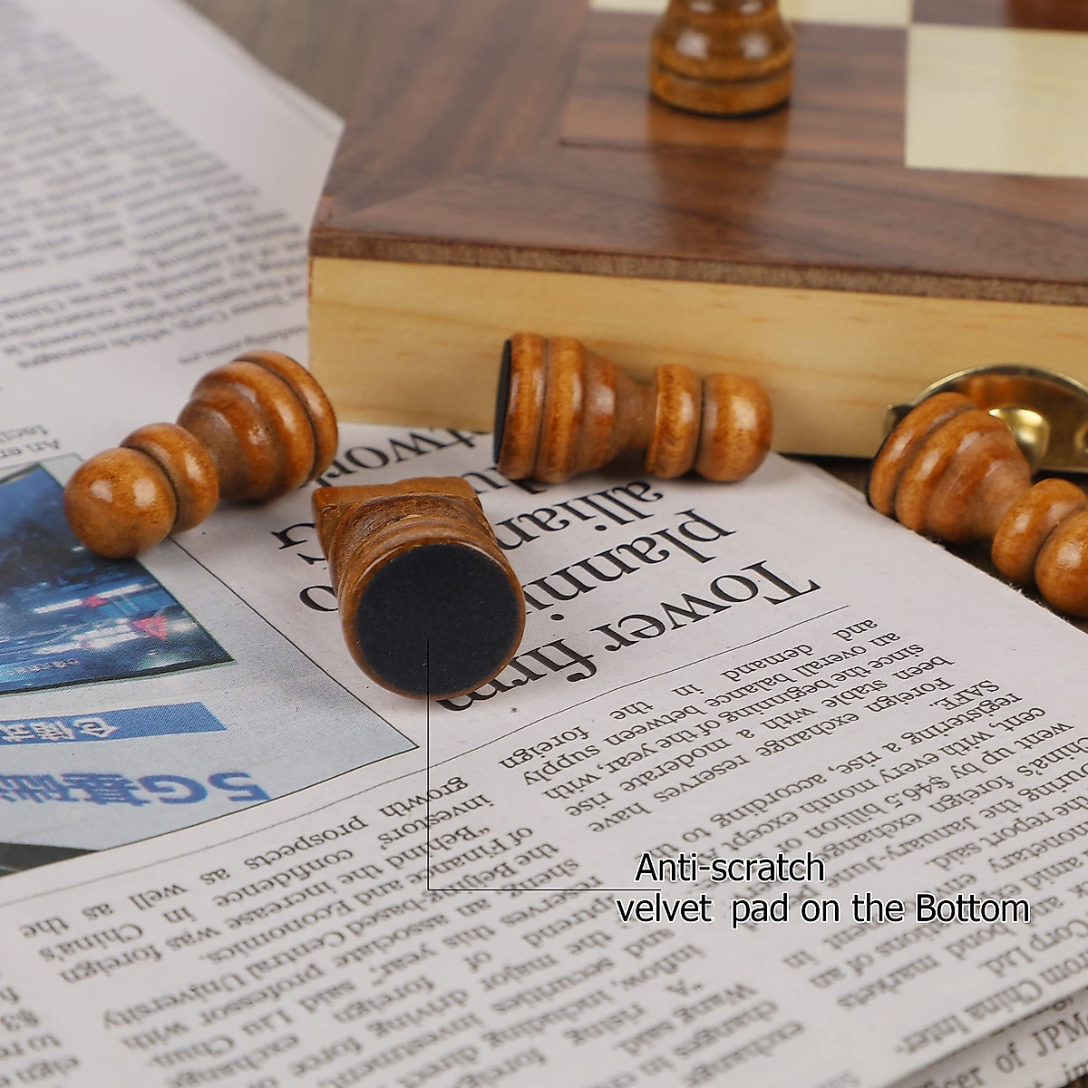 Juegoal 2 Pack Wooden Chess Pieces Only, 32 Pieces Each Wood Chessmen Pieces, 2.4 Inch King Figures Chess Game Pawns Figurine Pieces, Replacement of Missing Piece, Includes Storage Bag