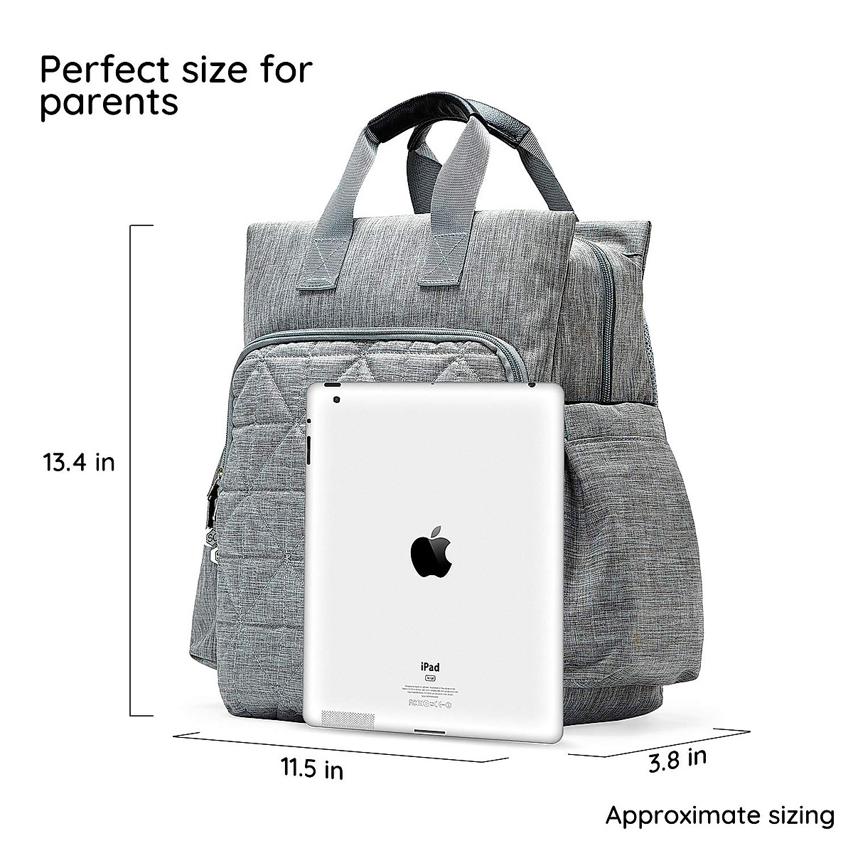 SoHo Kenneth Diaper Backpack 6Pc Set Tote Bag, Gray