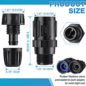 ElectricWise 4 Pcs 25 PSI Drip Irrigation Pressure Regulator Faucet Adapter Kit, 2 Pcs 3/4" FHT x 3/4'' MHT Pressure Regulator, 2 Pcs 1/2 Inch Drip Irrigation Tubing Adapter for Drip Irrigation System