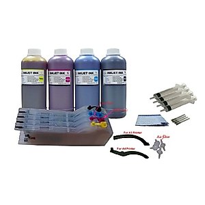 ND® LC71 LC75 LC79 Refillable Ink Cartridges CISS and 4 Bottles of 500ml Dye Ink Refill Kit for Brother MFC-J280W MFC-J425W MFC-J430w MFC-J435W MFC-J625DW MFC-J825DW MFC-J835DW.