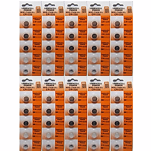 50 3v Battery CR1220 CR-1220 Lithium Batteries DL1220