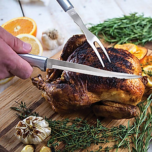 Rada Cutlery Knife 2-Piece Carving Set with Stainless Steel Blades with Brushed Aluminum, 11 Inches, Silver Handle