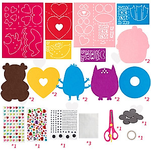 MALLMALL6 12Pcs Valentine’s Day Felt Crafts Kit Make Your Own Valentines Craft Gift DIY Fridge Magnets for Kids Valentine Decoration Supplies DIY Craft for Home Class Game Activities
