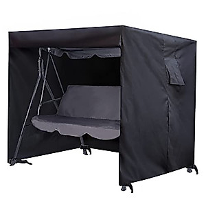 RedSwing Outdoor Patio Swing Cover 3 Seater Waterproof&Sunshade, 3 Triple Seater Hammock Swing Glider Canopy Cover for Garden, Black