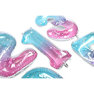 34 Inch Rainbow 6 Number Balloons Mylar Foil Helium Digital Balloons Wedding Bachelorette Anniversary Baby Shower 6st Birthday Outer Space Jelly Theme Party Decor Supplies