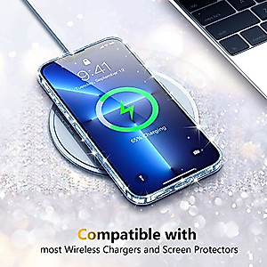 SPIDERCASE [3 in 1 Designed for iPhone 13 Pro Max Case, [Crystal Clear Not Yellowing][with 2 Pcs Tempered Glass Screen Protectors & 1 Set Camera Lens Protectors] Slim Thin Case (Glitter Clear)