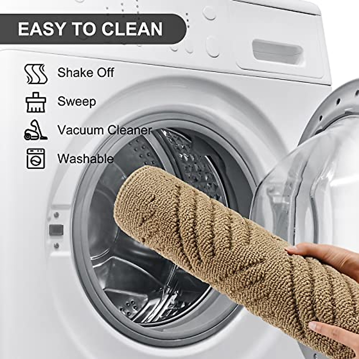 Pocass Indoor Doormat, Brown Front Door Mat, 20" x 32" Non Slip Durable Resist Dirt Entrance Rugs for Outdoor Entryway, Patio, Inside Porch, Low-Profile, Machine Washable