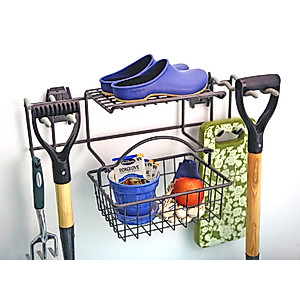 Organized Living 7115520050 Activity Organizer Garden Rack with Basket,Granite Gray