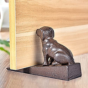 Sungmor Solid Cast Iron Door Stops with Non-Slip Mat - Powerful Resistance & Cute Dog Shape & Antique Style - Decorative Door Stopper Wedge - Windproof Door Holder - Perfect for Any Kinds of Ground