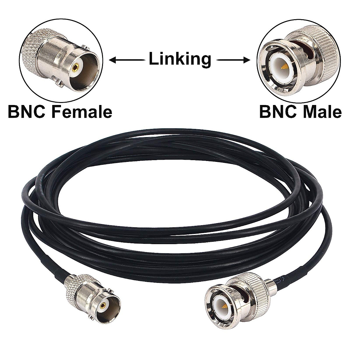 Boobrie 50ohms BNC Male to Female Cable 9.84ft BNC Male to BNC Female Cable RG174 BNC Coax Extension Cable Male to Female Jumper Cable for GPS Devices, Wireless Networking, RF Testing, RC Devices