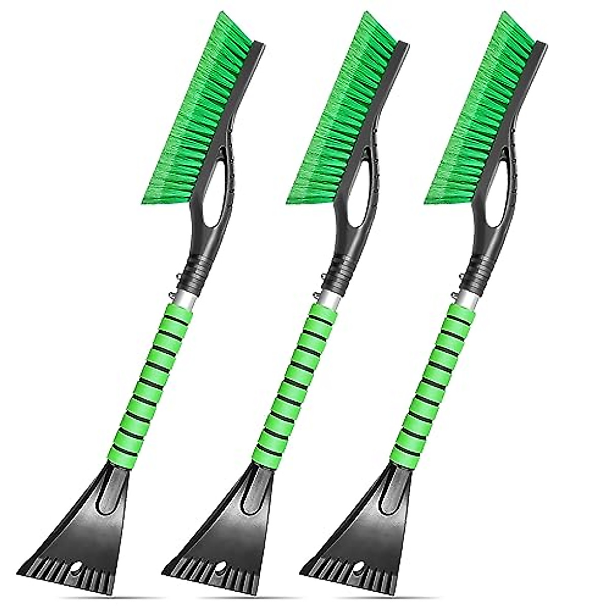 SEAAES 3 Pack Car Snow Scraper and Brush, 27 Inch Snow Brush for Car Window, Detachable Ice Scraper with Foam Grip for Windshield SUV Truck