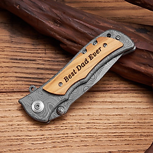 KetDirect Personalized Engraved Folding Knife for Dad from Daughter Son - Men Camping Fishing Hunting Knives with Pocket Clip - for Fathers Day Birthday Christmas Thanksgiving