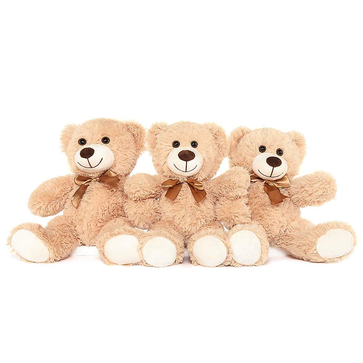 Toys Studio 3-Pack Teddy Bear, 3 Tan Cute Plush Stuffed Animals, 13.8 Inch Teddy Bears for Kids Boys Girls, Light Brown