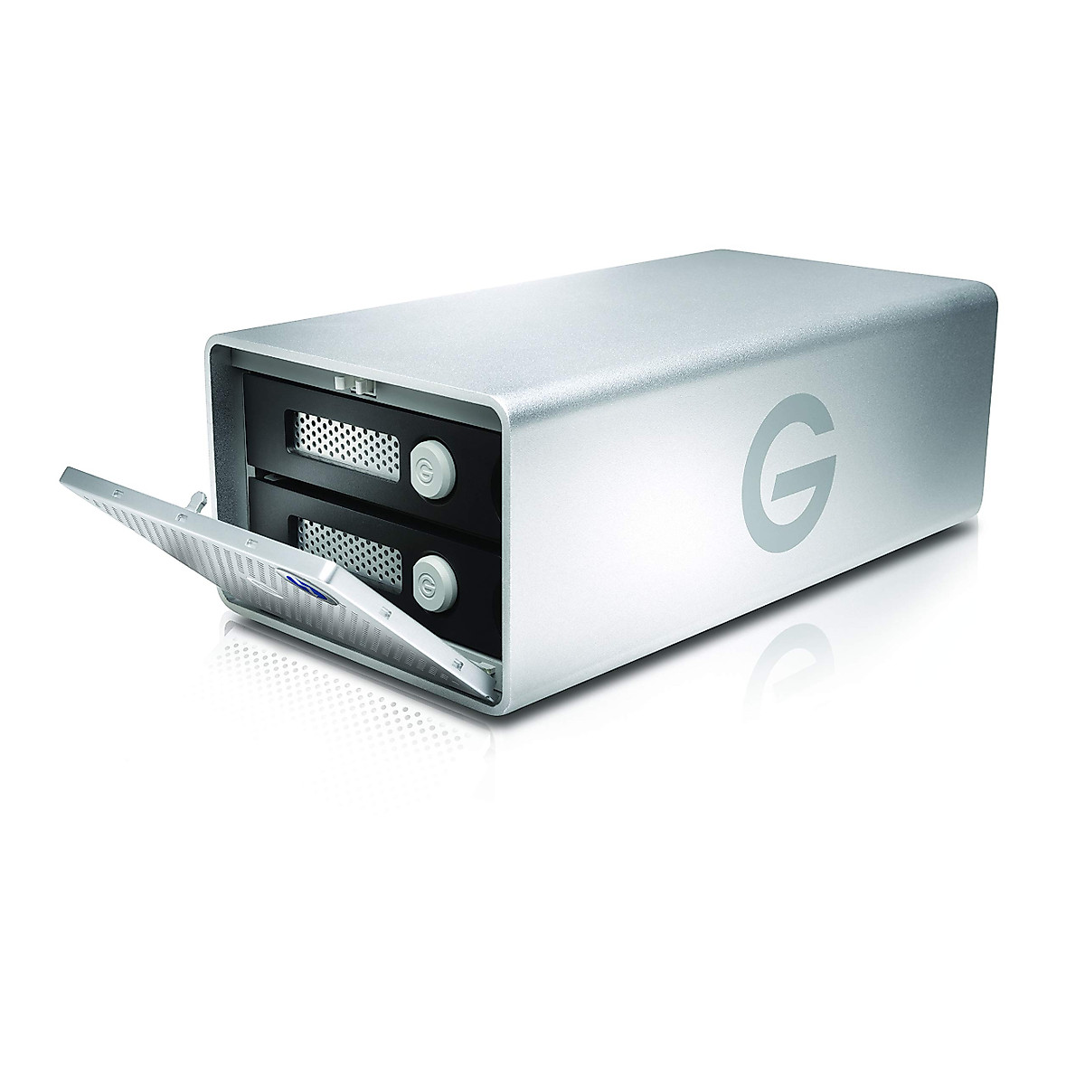 G-Technology 8TB G-RAID with Thunderbolt 3, USB-C (USB 3.1 Gen 2), and HDMI, Removable Dual Drive Storage System, Silver - 0G05748-1