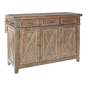 OSP Home Furnishings Cocina Kitchen Island with Wood Top, Drop Leaf and Decorative Steel Hardware, Brown