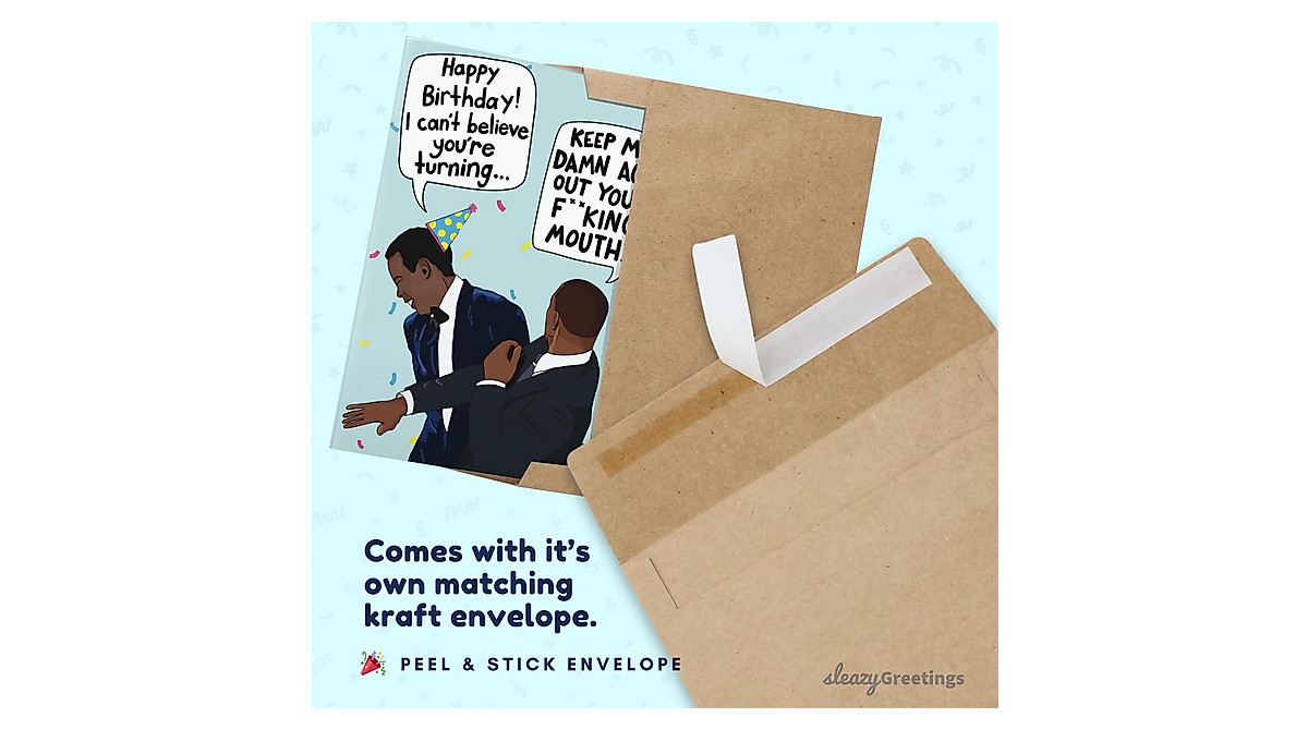 Funny Birthday Card with Will Smith Slap Meme - Unique & Hilarious
