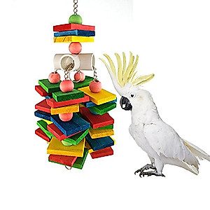 AIRUIFENG Medium Large Bird Chew Toy for Parrot Macaw African Greys Cockatoo Eclectus Parakeet Cockatiel Conure Lovebirds Cage Wood Blocks Toy