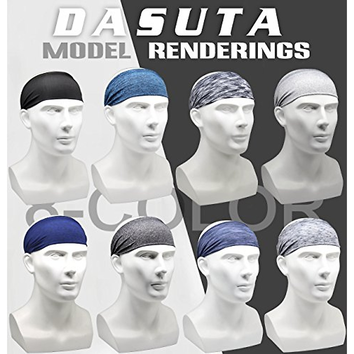 DASUTA 8 PCS Women's Workout Headbands Non Slip Yoga Sport Sweatbands Fitness Hairbands for Travel Athletic Elastic Moisture Wicking