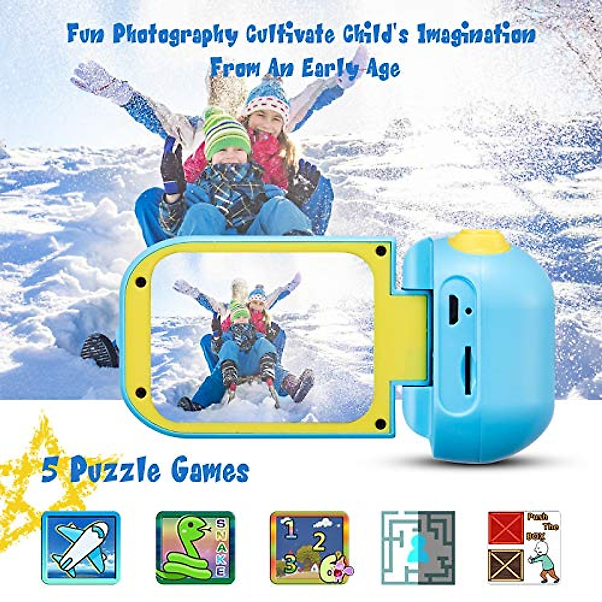 Engpure Kids Camera, Kids Video Camcorder 1080P 2.4 inch IPS Screen Camera Toys for 3-10 Years HD Children Videos Recorder for Boys Girls Toys, with 32GB Micro SD Card (Blue)