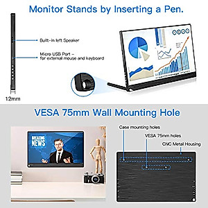 Eyoyo Portable Computer Monitor 4K Gaming Monitor 13.3 inch 3840x2160 UHD IPS Display USB-C Monitor Compatible with Mac Laptop PS4 Xbox One Smartphone