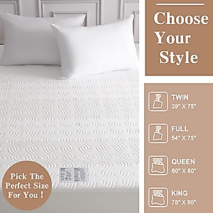 CAROMIO Twin Heated Mattress Pad - Air Layer Electric Mattress Pad Cover Twin Size with 5 Heat Settings & 10 hr Timer Auto Off, Deep Pocket Bed Warmer Washable Heating Mattress Pad 39"x75", White