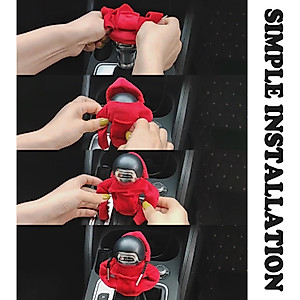 Bicotand 2Pcs Hoodie Car Gear Shift Cover, Universal Car Shifter Hoodie, Hoodie Shift Knob Cover, Gear Shift Hoodie, Hoodie Gear Shift Cover (Blue+Red)