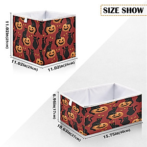Kigai Happy Halloween Rectangular Storage Bins - 15.8 x 10.6 x 7 in Large Foldable Rectangular Organizer Storage Basket for Home Office, Nursery, Shelf, Closet