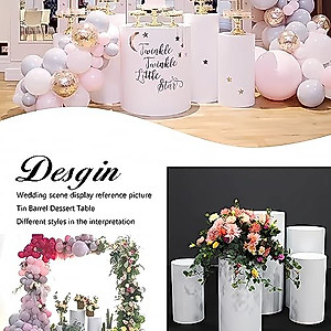 3Pcs Cylinder Pedestal Stands，for Parties Pedestal Display Plinth Pillars Dessert Table for Wedding Ceremony Birthday Party Art Decor 23.6''(L),21.6''(M),19.6''(S)