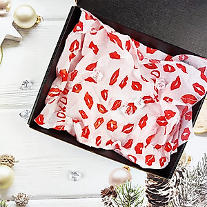 MORANTI Red Lips Pattern Bulk Tissue Gift Wrap 25 Sheets 19.7 Inch x 27.5 Inch for Birthday, Wedding, Anniversary, Valentine's Day Party Supplies