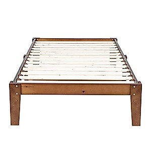 NC Single-Layer Basic Model Without Headboard, Brown Double Wooden Bed, Pine Wood