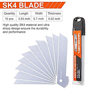 Vanquish Auto-loading Utility Knife Box Cutter with 10pcs Snap-off Blades for Cutting Ropes,Boxes and Cardboard 6026