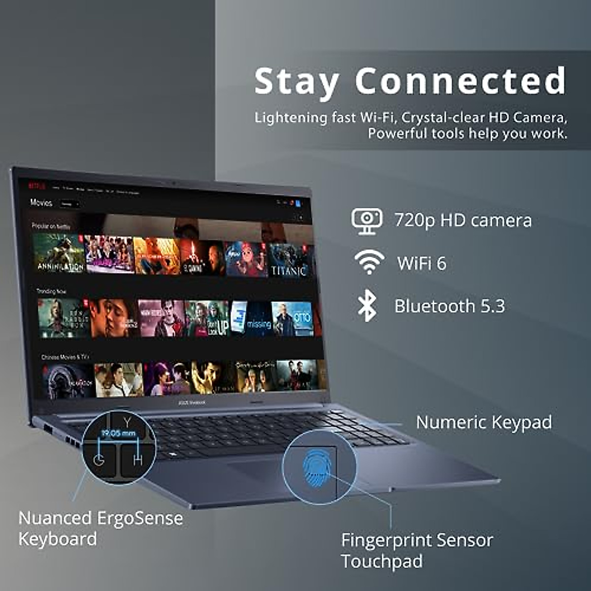 ASUS 2022 VivoBook 15 15.6" FHD Laptop, Intel Core i5-1240P, 16GB RAM, 512GB PCIe SSD, Intel Iris Xe Graphics, Backlit Keyboard, Fingerprint Reader, Wi-Fi 6, Win 11, Blue, 32GB Snowbell USB Card