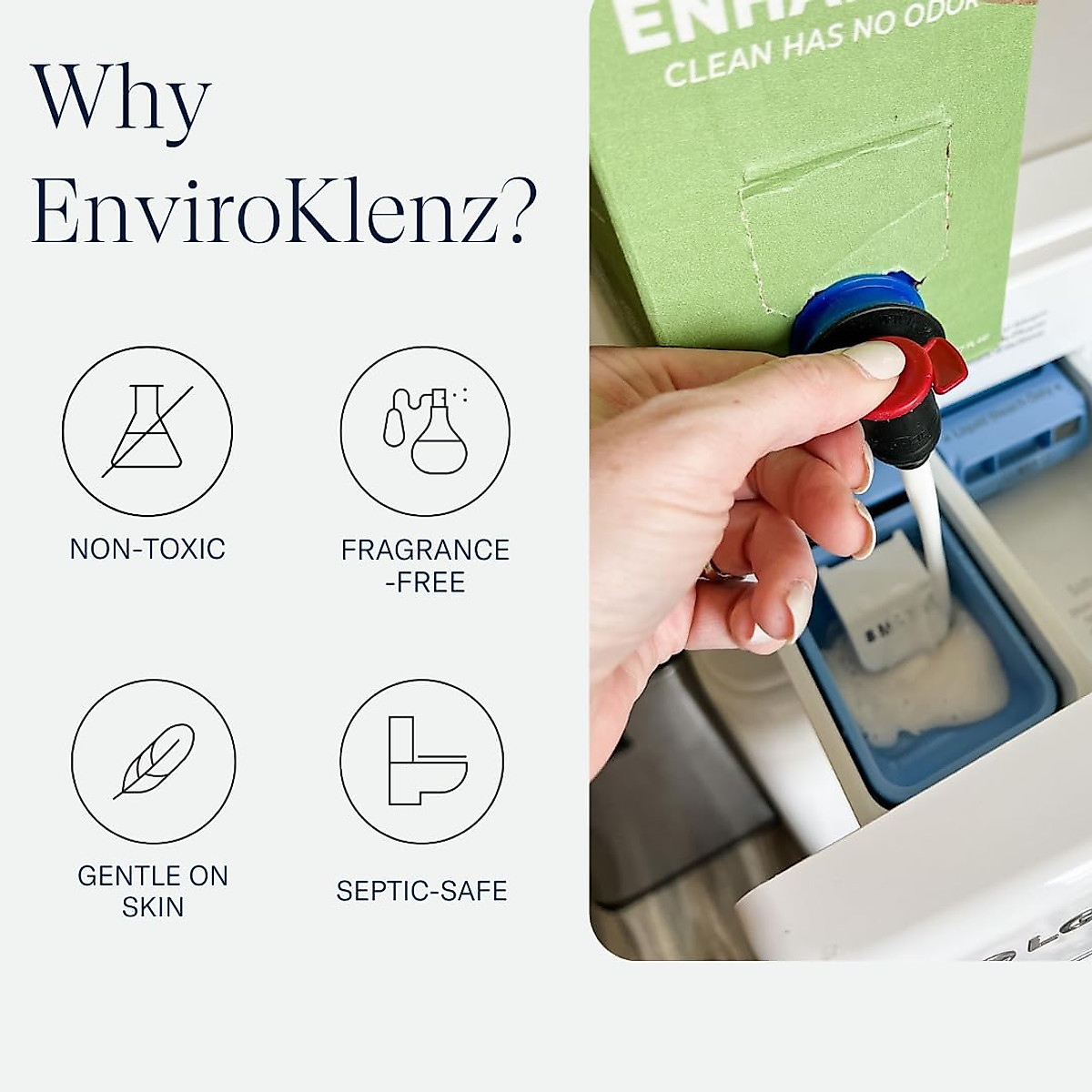 EnviroKlenz Liquid Laundry Enhancer Additive (20 loads) | Removes Chemical, Musty, Sweat and Body, Smoke, Fragrance, Pet Odors, And More | Non Toxic Laundry & Fragrance-Free