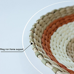 Walbest Woven Basket Hanging Wall Decor - Round Handmake Decorative Seagrass Boho Wall Art Baskets - Ethnic Art Style Natural Hanging Wicker Rattan Plates H 20cm