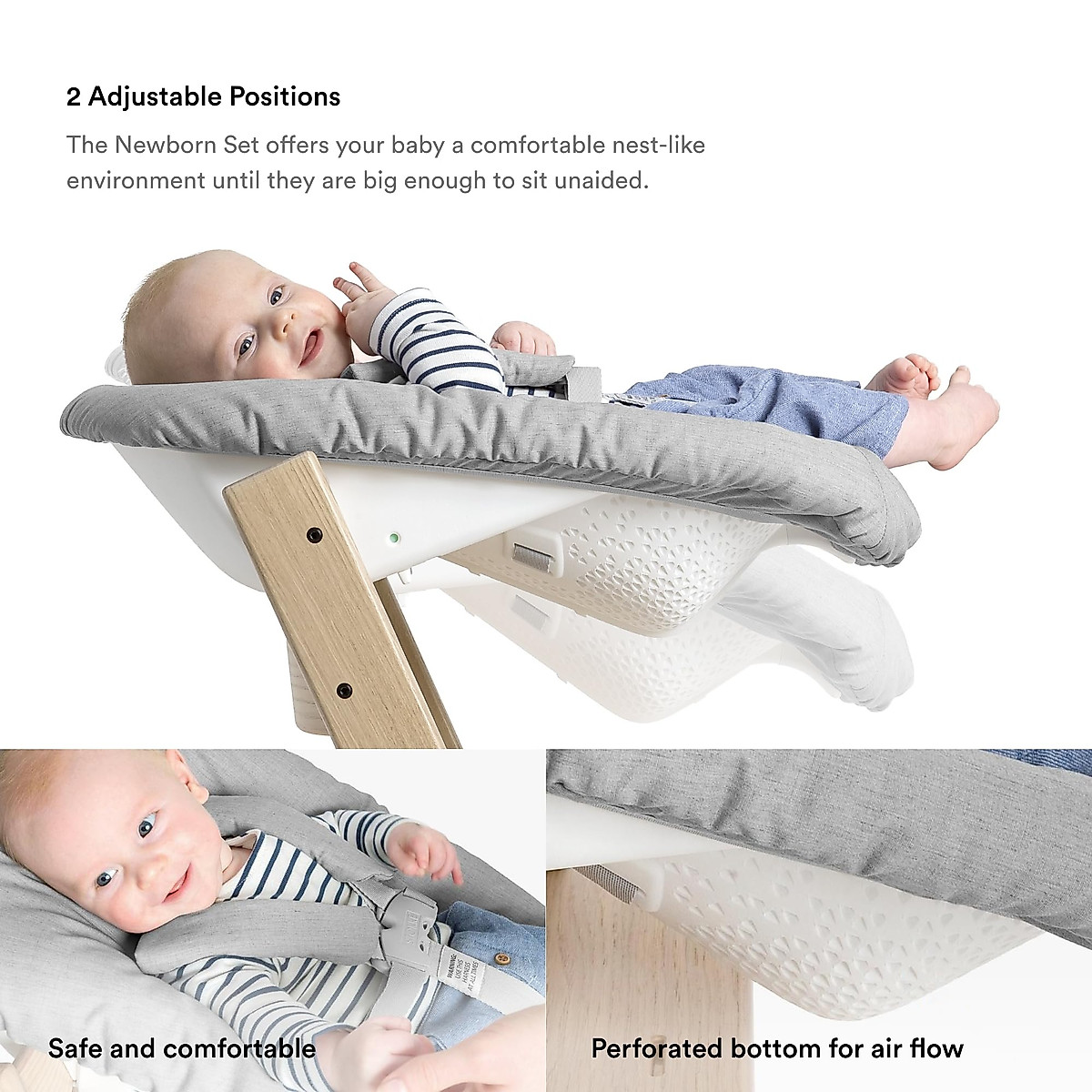 Tripp Trapp Chair from Stokke (Natural) + Tripp Trapp Newborn Set (Grey) - Cozy, Safe & Simple to Use - for Newborns Up to 20 lbs