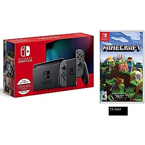 Nintendo Switch Deluxe Holiday Game Bundle: Nintendo Switch with Gray Joy-Con - 6.2" Touchscreen LCD Display + Nintendo Switch Minecraft Game and T.F. Card