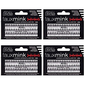 Ardell False Eye Lashes Faux Mink Individuals Long Black 4 Pack