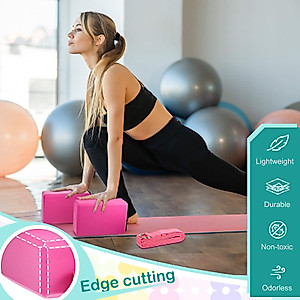 18 Pcs Yoga Block and Yoga Strap Set EVA Foam Yoga Blocks 9 x 6 x 3 Inches Non Slip Yoga Brick 8 ft Yoga Straps for Stretching D Ring Strap for Yoga Pilates Fitness Workout Exercise (Multicolor)