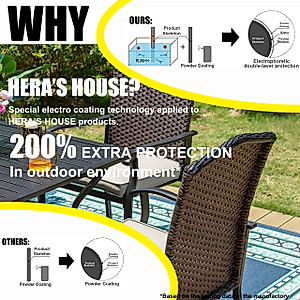 HERA'S HOUSE Rattan Patio Dining Chairs Set of 4, Outdoor Wicker Dining Chairs with Padded Removable Sponge Cushion, Brown Conversation Chairs for Poolside Lawn Garden Backyard